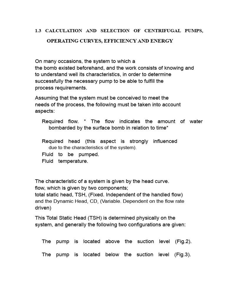 1.3 Calculation and Selection of Centrifugal Pumps, Operation Curves, Efficiency and Energy ...