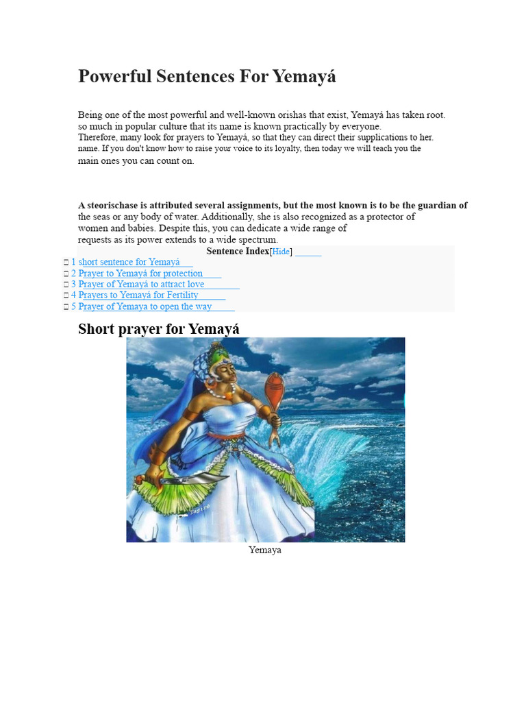 Powerful Prayers For Yemayá | PDF | Prayer | Religious Belief And Doctrine
