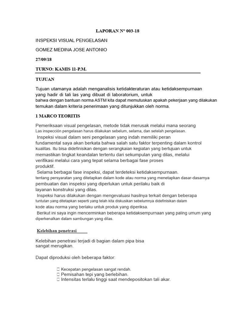 Inspeksi Visual Pengelasan: Analisis Kualitas | PDF
