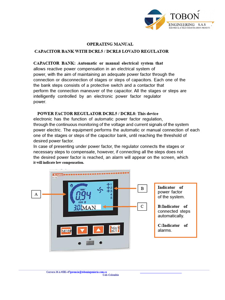Manual for DCRL5/DCRL8 Capacitor Bank | PDF | Capacitor | Ac Power