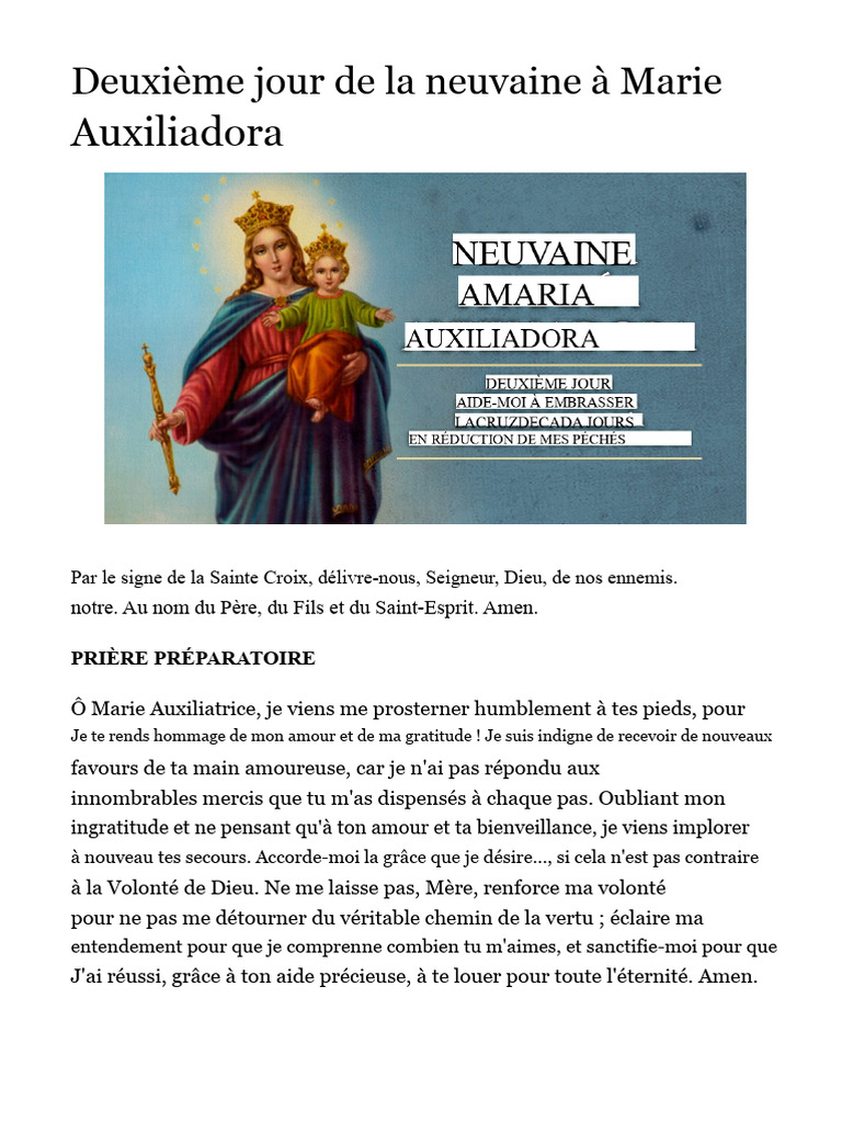 Neuvième jour de prière à Marie Auxiliatrice | PDF | Miséricorde | Prière