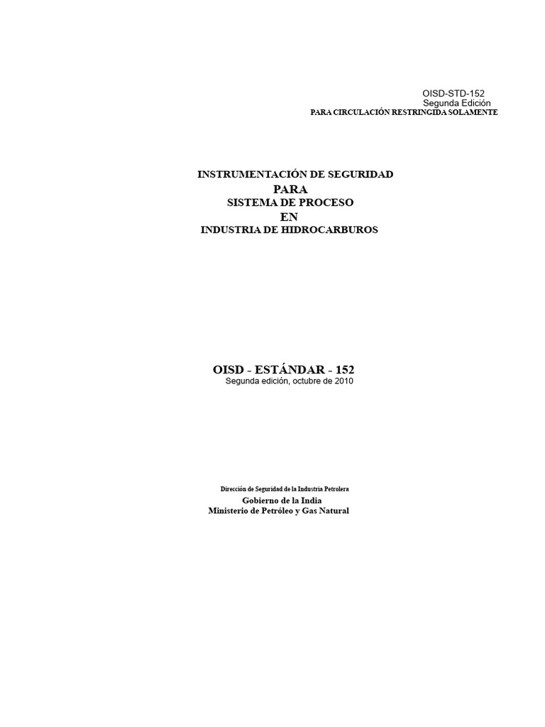 STD 152 Instrumentación de Seguridad para Sistemas de Proceso en La ...