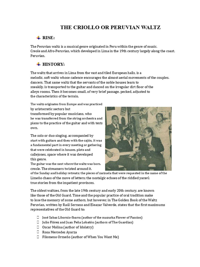 The Criollo or Peruvian Waltz | PDF | Peru