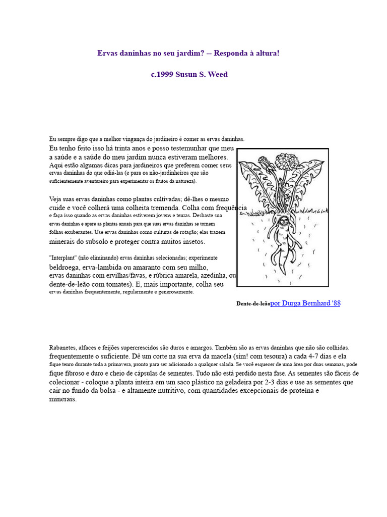 Caminhadas de Ervas de Susan Weed | PDF | Mostarda (condimento) | Plantas