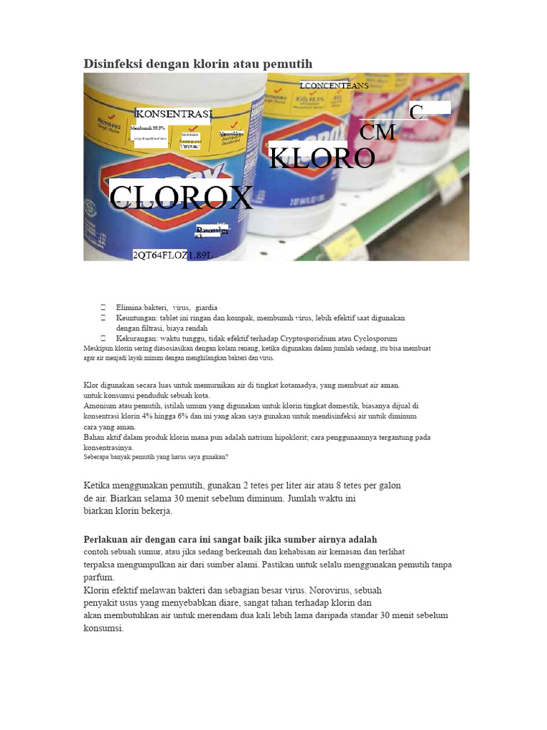 Metode Disinfeksi Air: Klorin, Filtrasi, UV | PDF