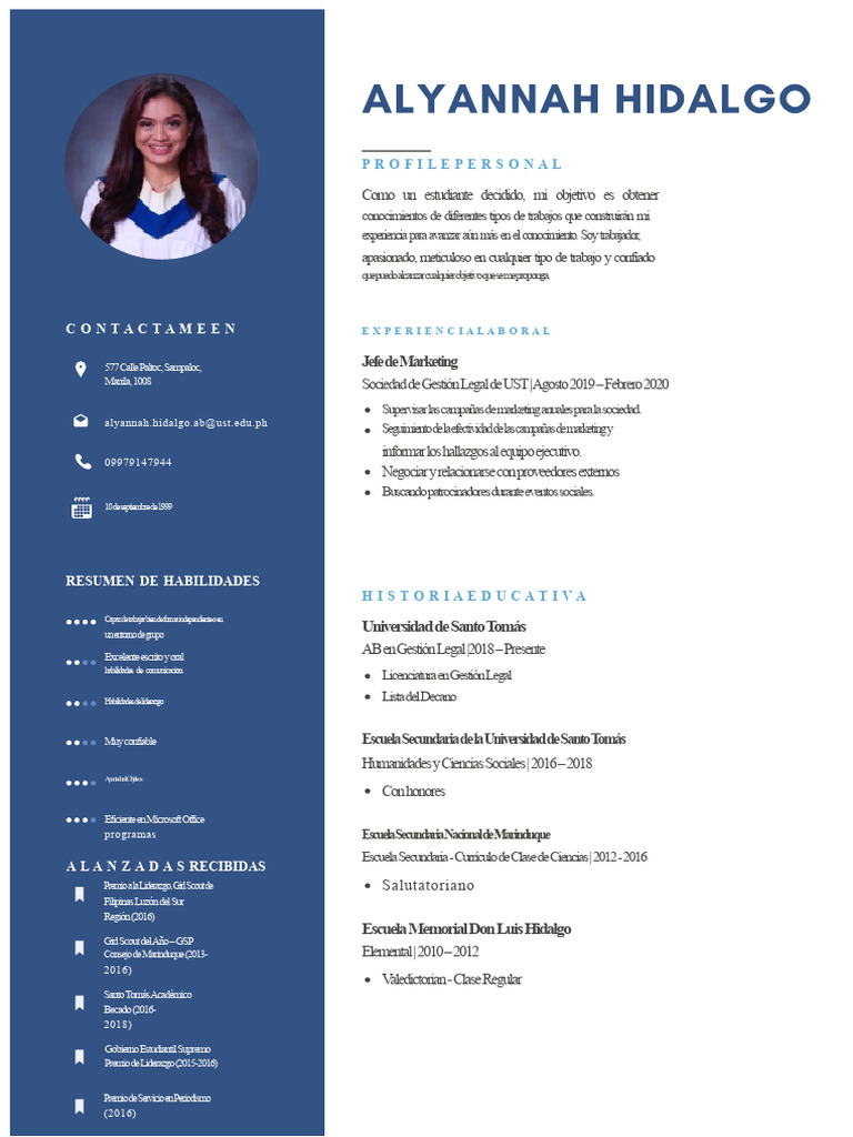 Currículum Profesional Azul Marino y Negro | PDF