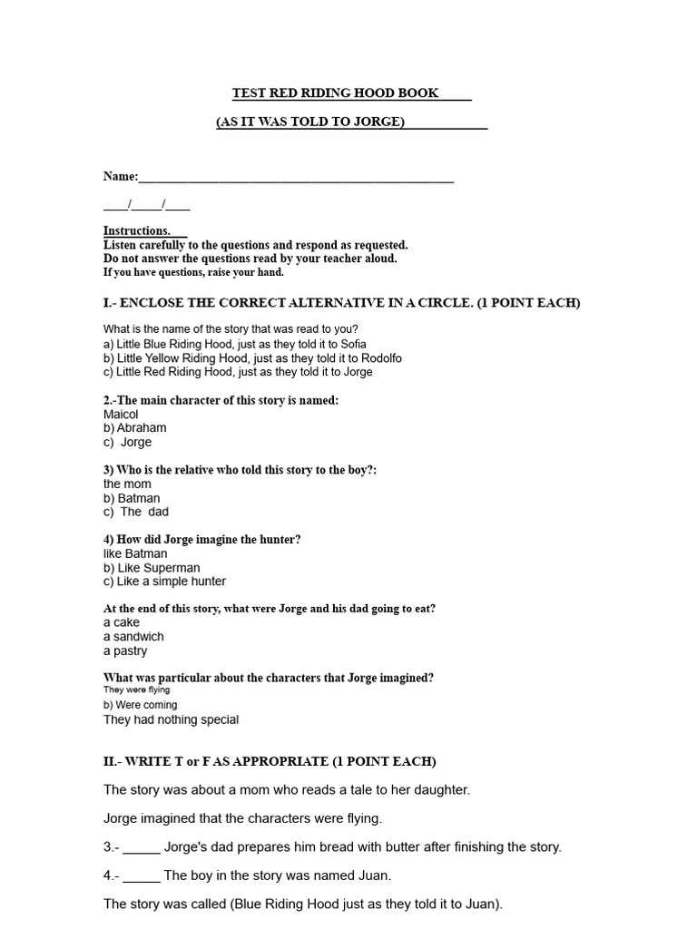 Red Riding Hood Activity Book | PDF