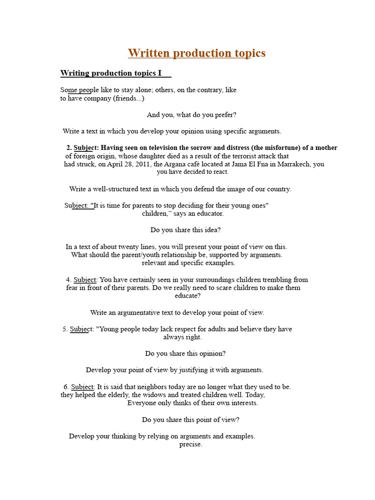 Engaging Writing Topics for Students | PDF | Experience | Narration