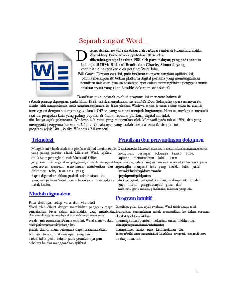 Sejarah Singkat Microsoft Word | PDF