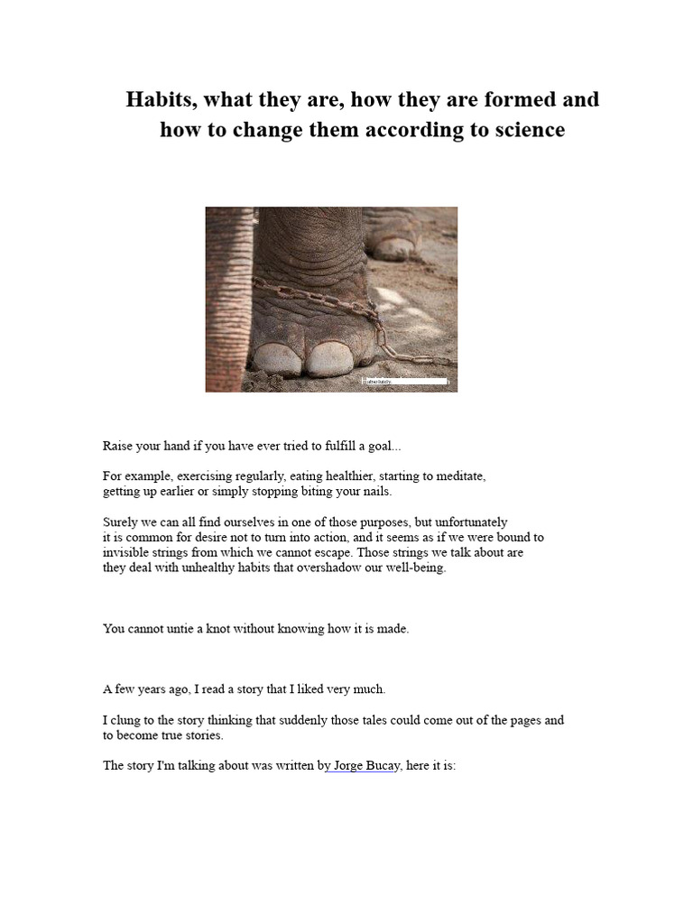 Habits. ESSAY. | PDF | Habits | Brain