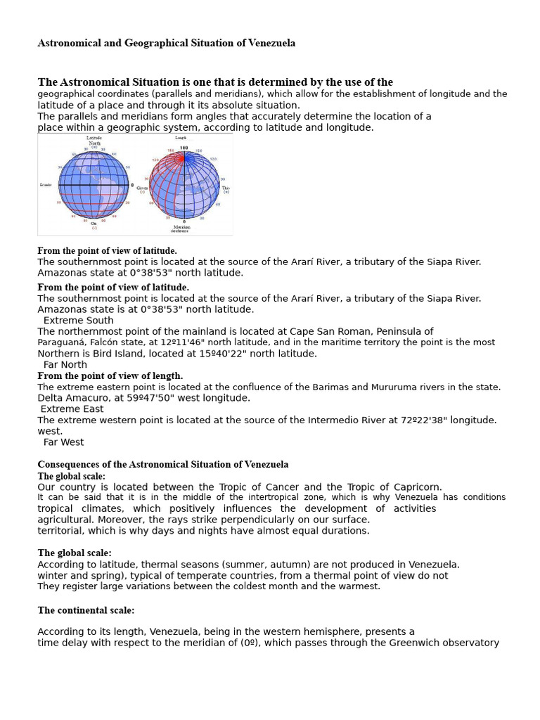 Geographic Coordinates of Venezuela | PDF | Latitude | Longitude