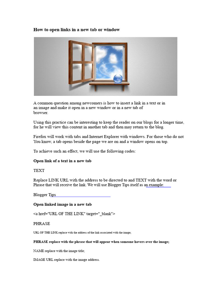 How To Open Links in A New Tab or Window | PDF