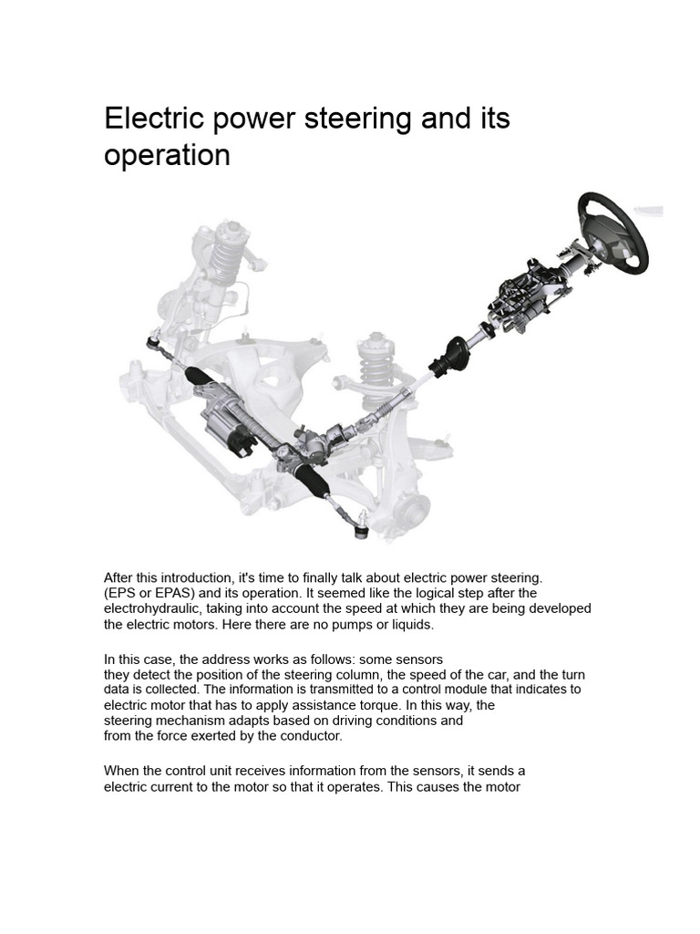 Electric Power Steering and Its Operation | PDF | Steering | Engines