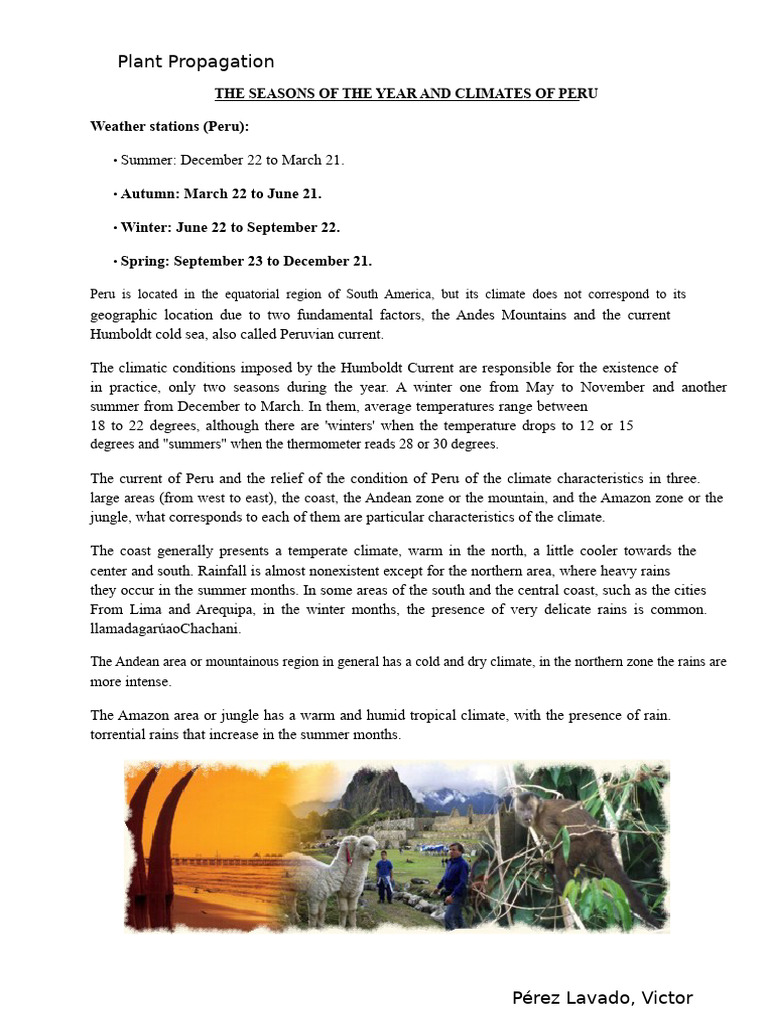 The Climate in Peru | PDF | Andes | Rain