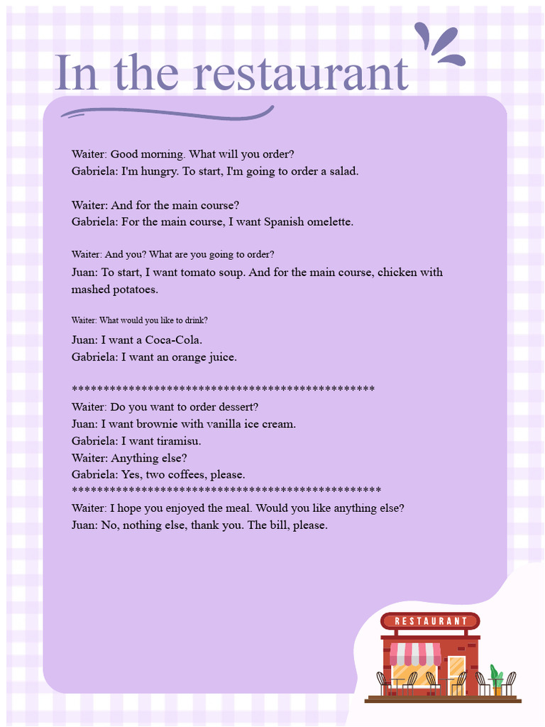 At The Restaurant - Dialogue | PDF