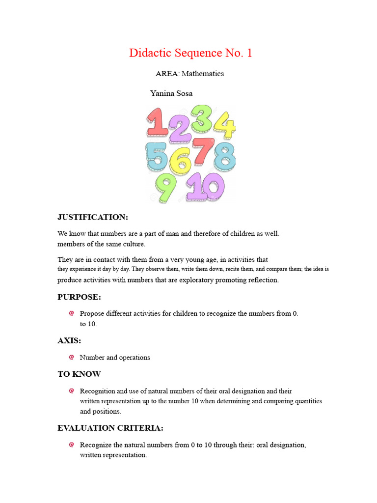 Didactic Sequence 1. | PDF | Cognition