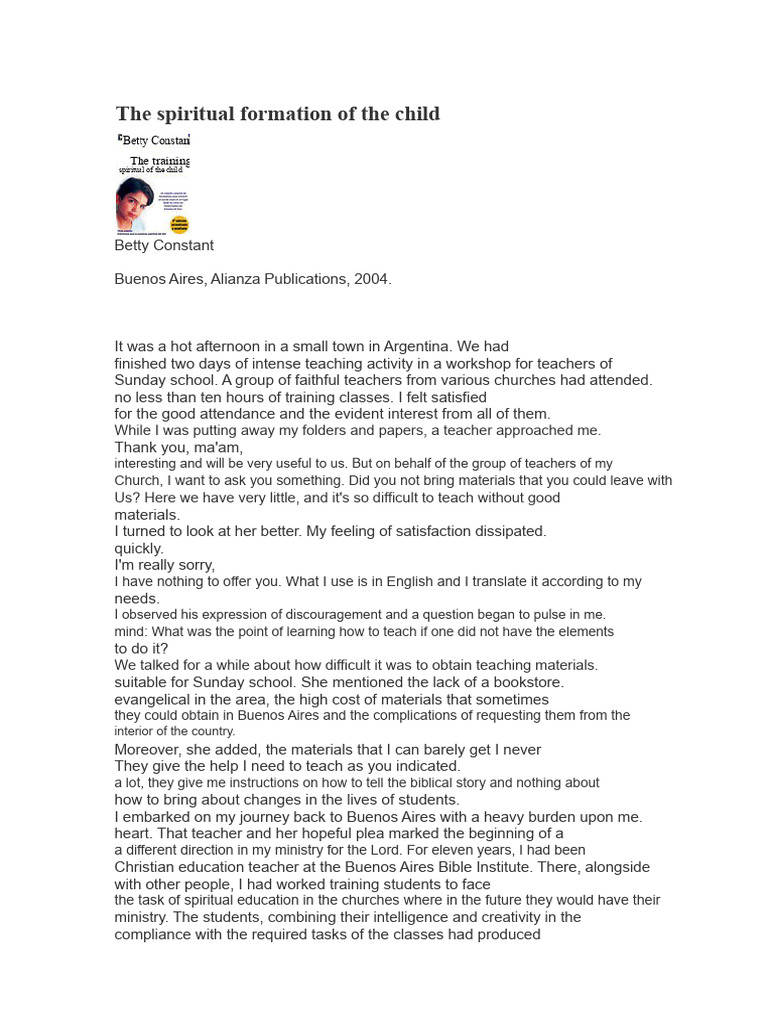 The Spiritual Formation of The Child | PDF | Teachers | Bible