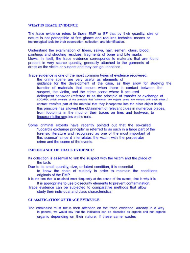 What Is Trace Evidence | PDF | Paint | Hair