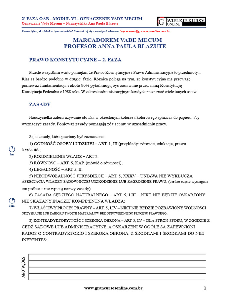 Oznaczenia Vade Mecum Egzamin OAB Konstytucyjny | PDF