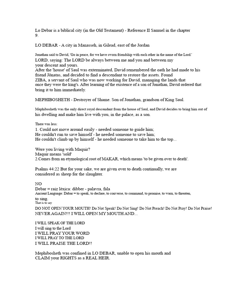 Lo Debar | PDF | Books Of Samuel | Saul