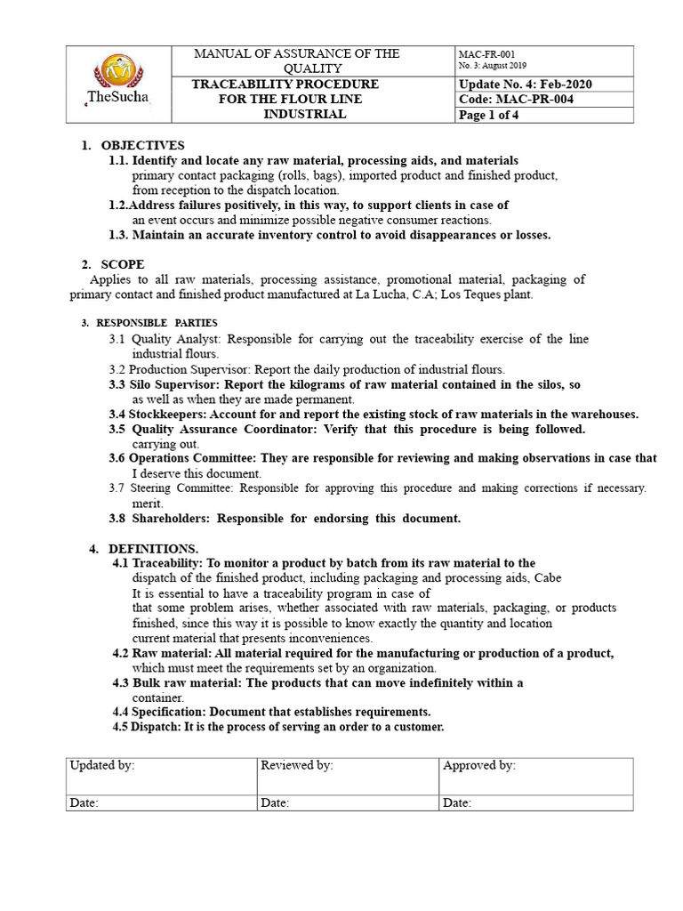 004 Procedure For Traceability | PDF