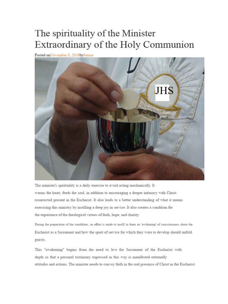 Spirituality of Eucharistic Ministers | PDF | Eucharist | Catholic Church