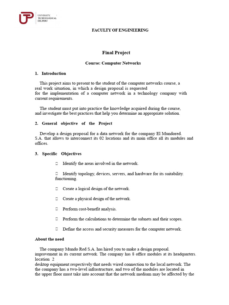 Final Project of The UTP Networks Course | PDF | Computer Network ...