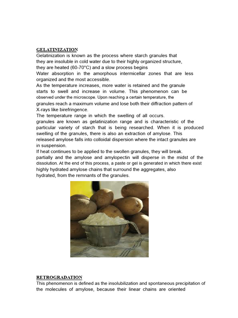 Gelatinization and Retrogradation | PDF | Starch | Chemistry