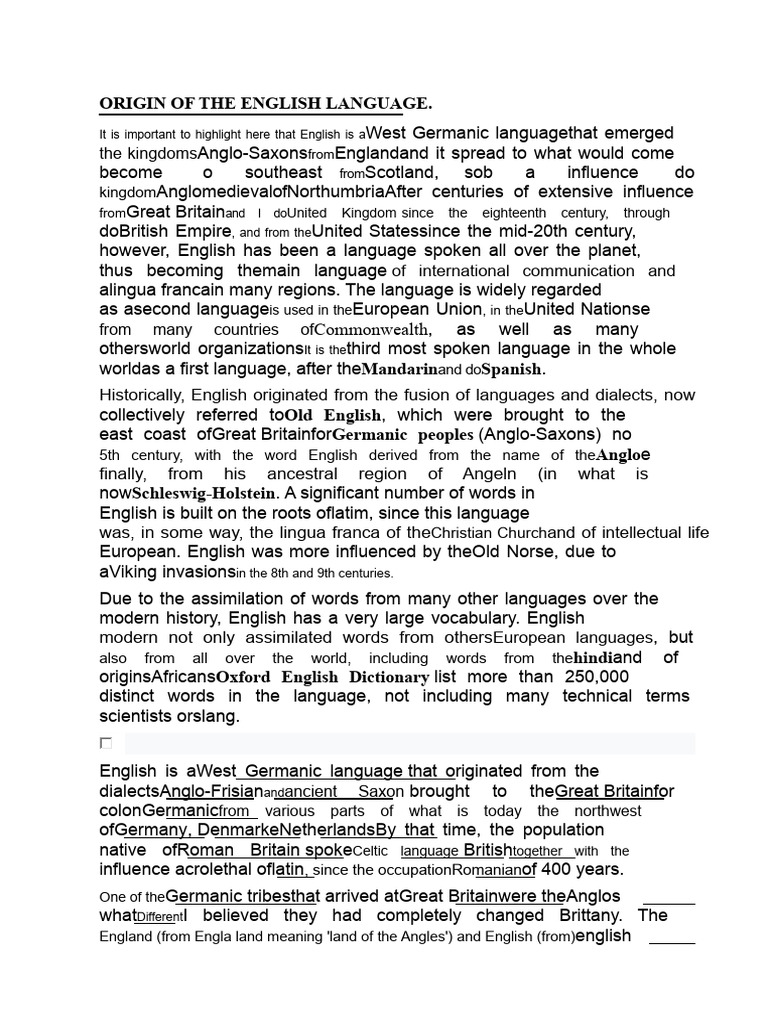 Origin of The English Language | PDF | English Language | Sociolinguistics