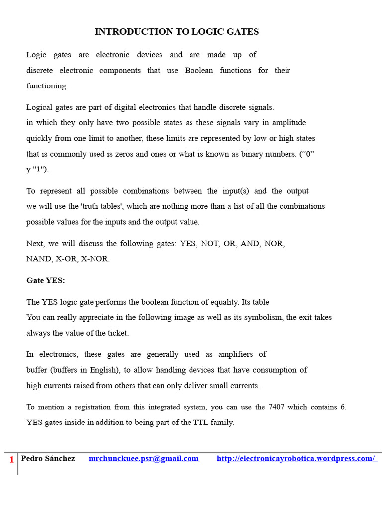 Introduction To Logic Gates | PDF | Logic Gate | Digital Electronics