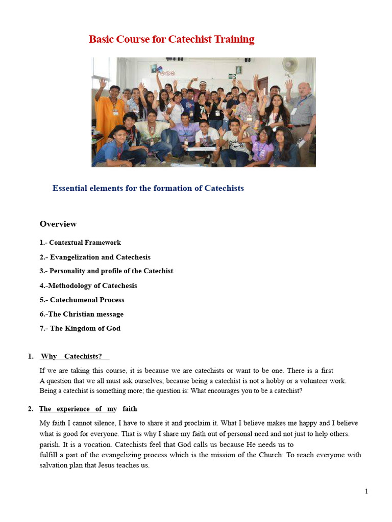 Basic Course For Catechist Training | PDF | Catechism | Jesus