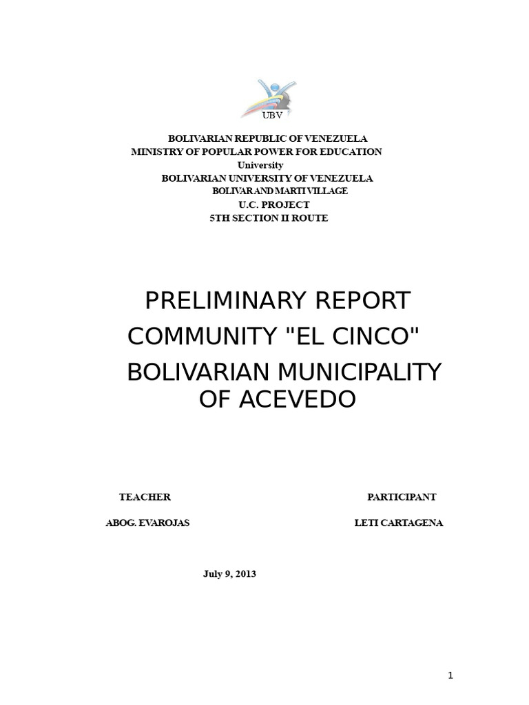 Preliminary Report Community El Cinco | PDF | Waste