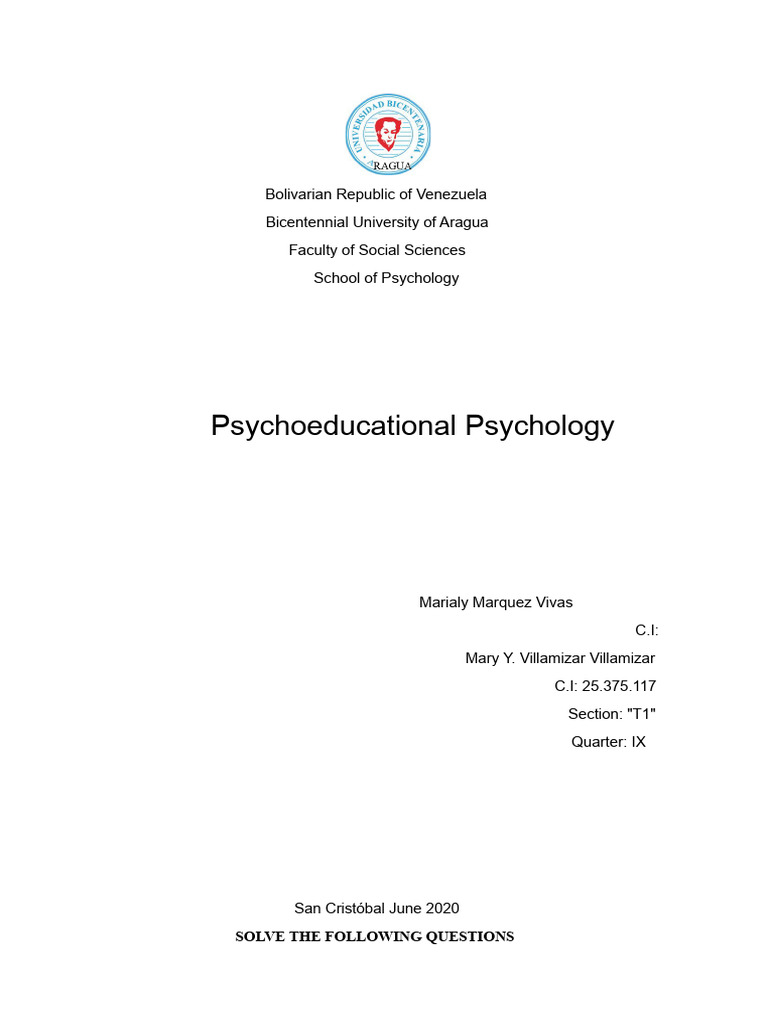 Activity #2 Questionnaire - Psychoeducational Intervention | PDF ...
