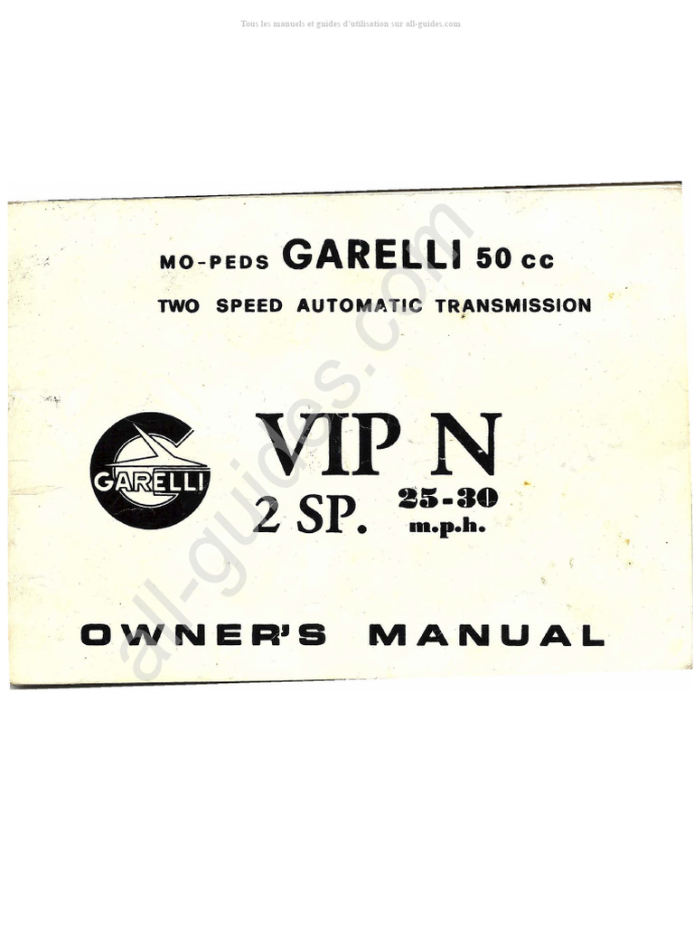 Garelli Vip N Owner S Manuel 34 | PDF
