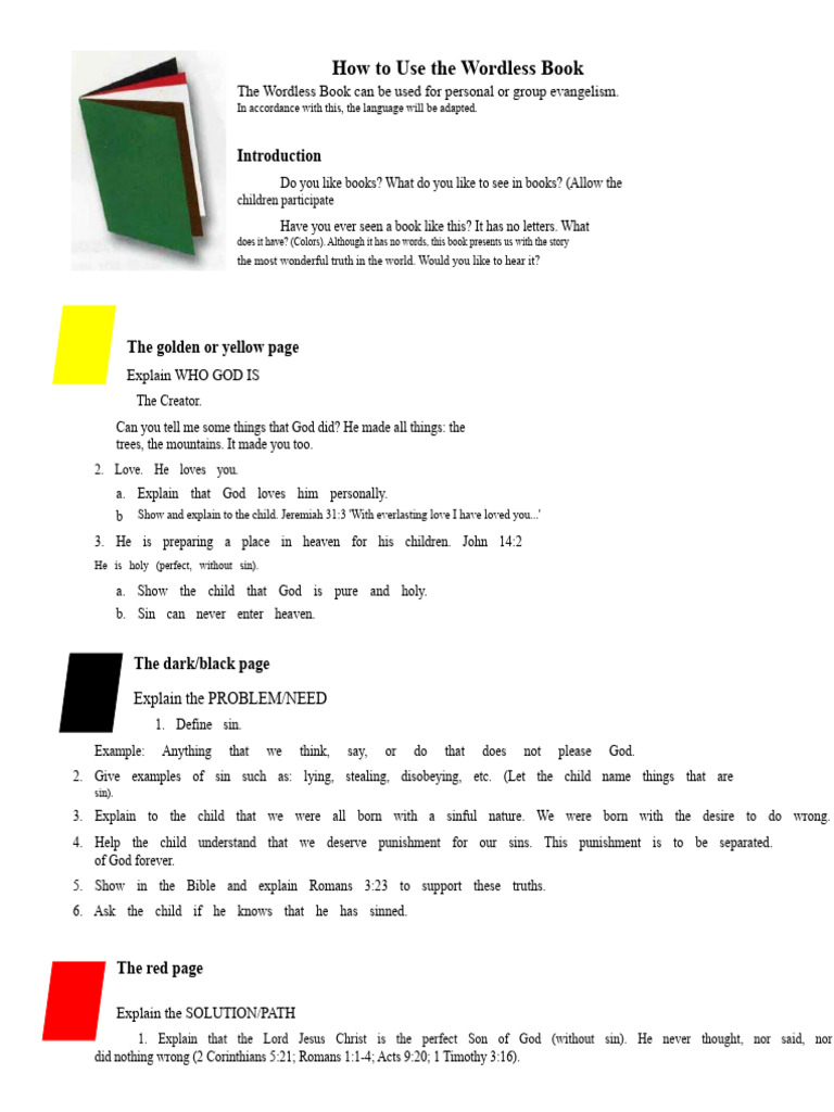 Using the Wordless Book for Evangelism | PDF | Jesus | God In Christianity