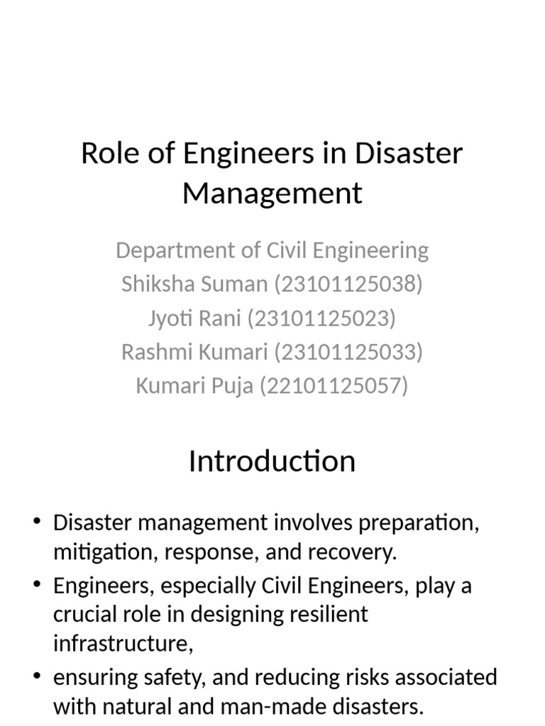 Engineers' Impact on Disaster Management | PDF