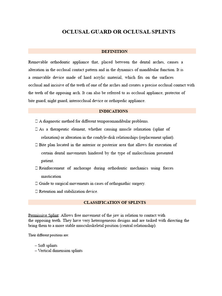 Occlusal Guard | PDF | Dentistry | Dentistry Branches