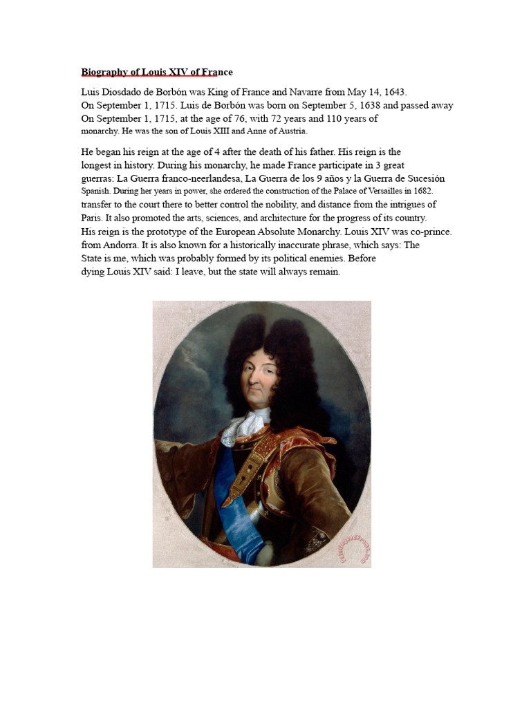 Biography of Louis XIV of France | PDF