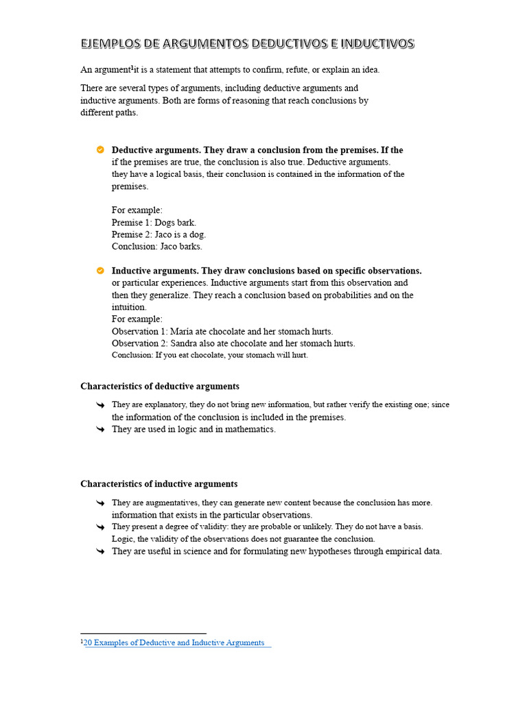 Examples of Deductive and Inductive Arguments | PDF | Argument | Logical Consequence