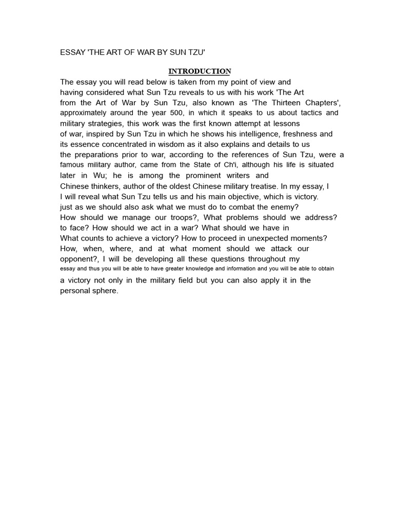 Essay On The Art of War | PDF | The Art Of War | Military