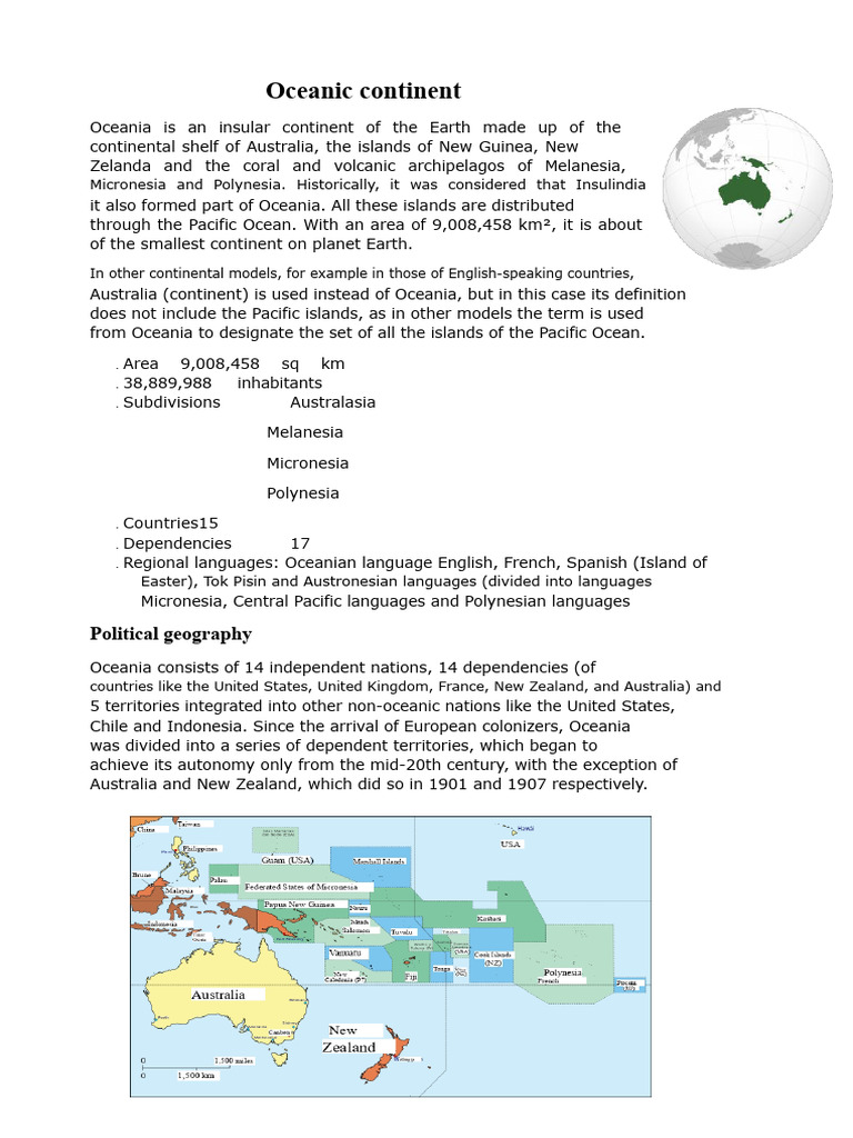Oceanic Continent | PDF | Oceania | Economies