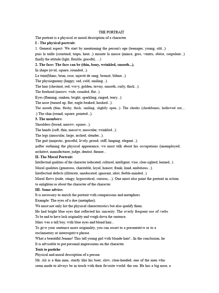 Comprehensive Guide to Character Portraits | PDF