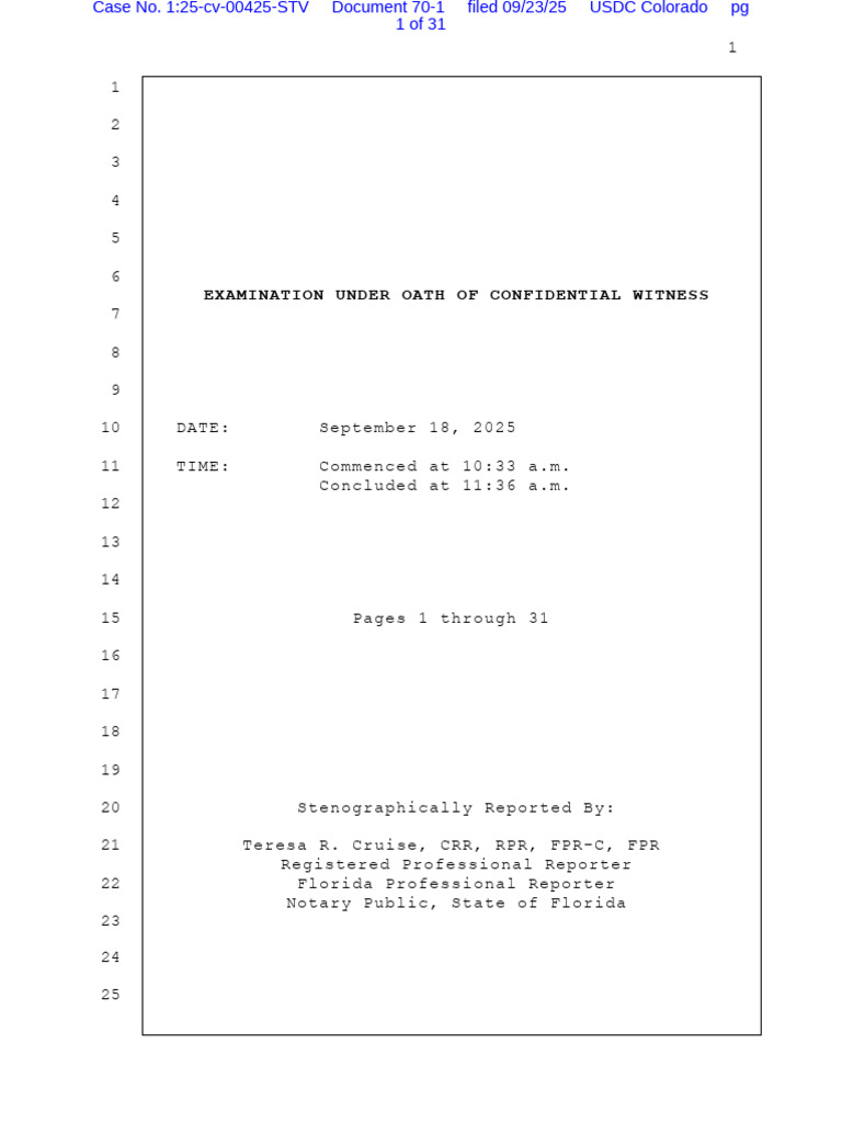 70-1 Exhibit AM Transcript of EUO Confidential Witness | PDF | Computing