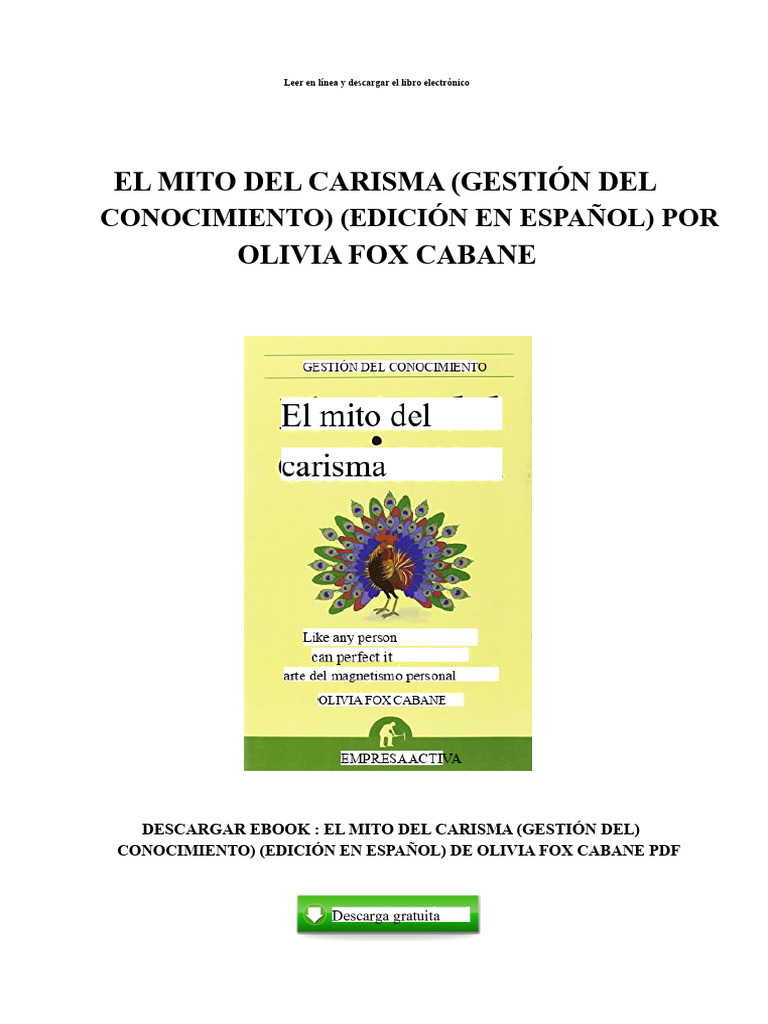 El Mito Del Carisma: Gestión Del Conocimiento (Edición en Español) Por ...
