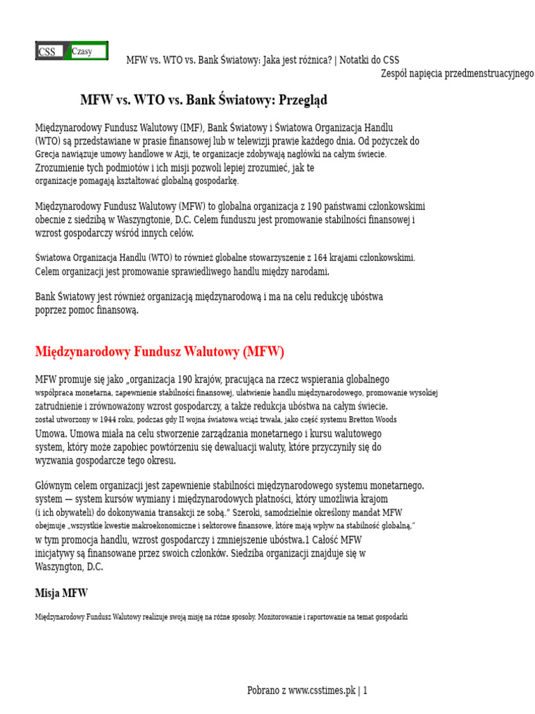 MFW vs. WTO vs. Bank Światowy: Jaka Jest Różnica? - Notatki Do CSS, PMS ...