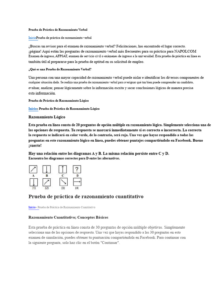 Prueba de Razonamiento Verbal | PDF | Razón