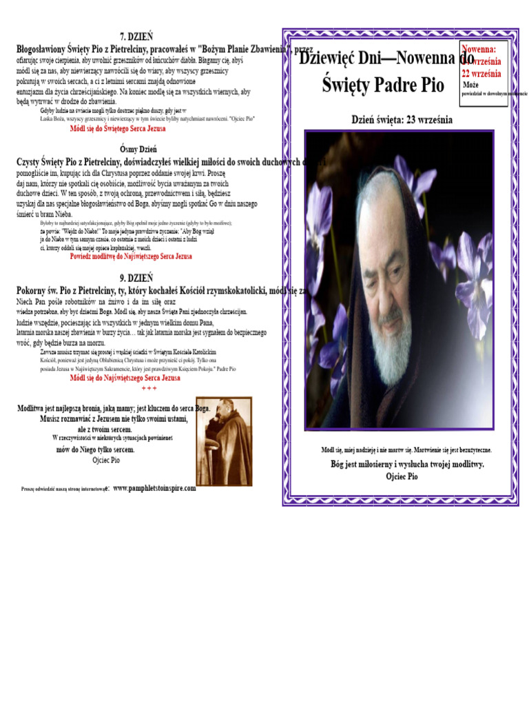 Padre Pio Nowenna Ulotka | PDF