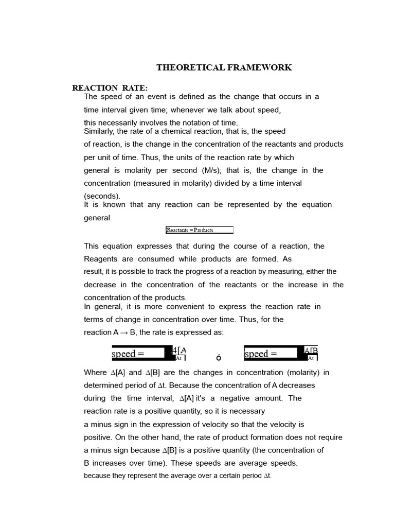 Theoretical Framework | PDF | Reaction Rate | Chemical Reactions