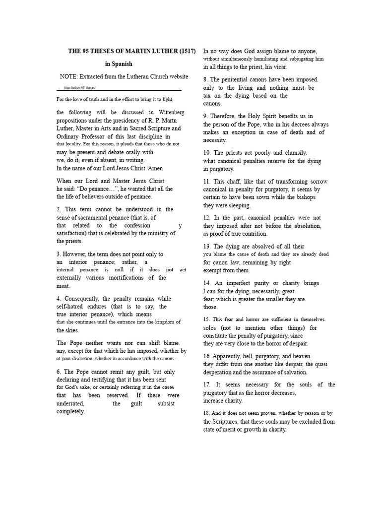 The 95 Theses of Martin Luther | PDF | Indulgence | Penance