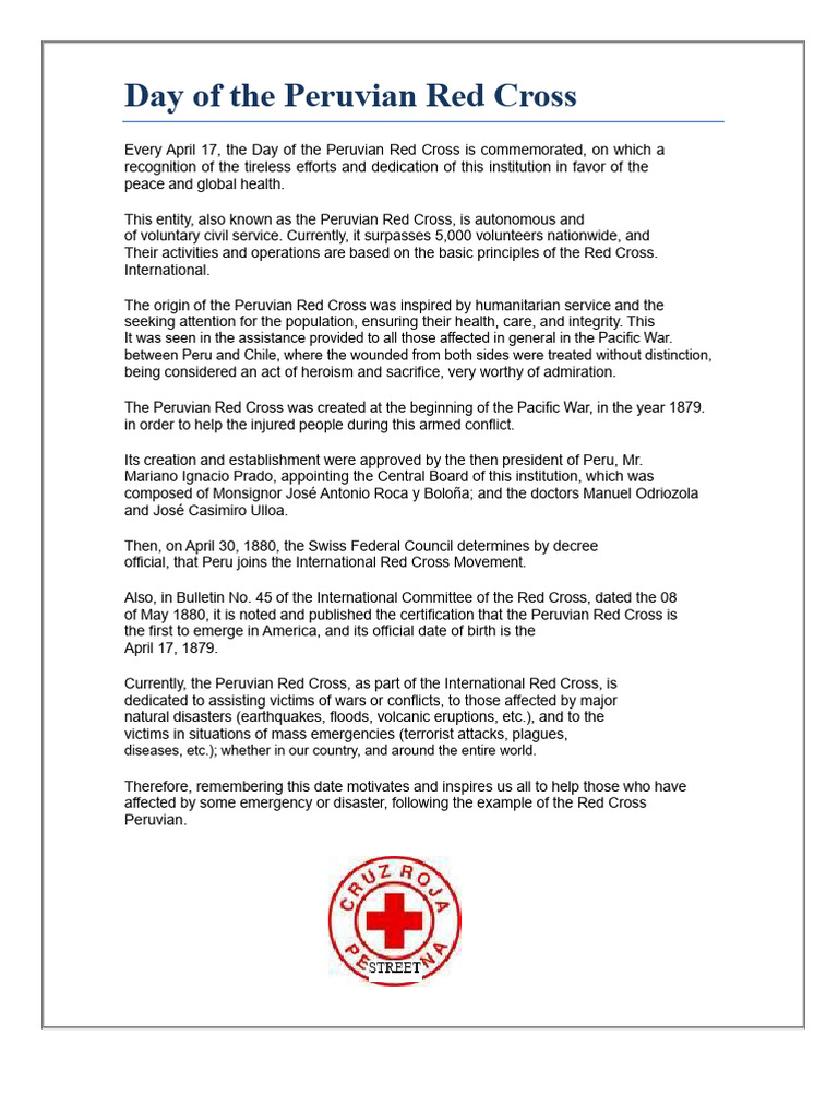 Day of The Peruvian Red Cross | PDF | International Red Cross And Red ...